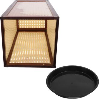 Supvox Schirmst&auml;nder und Organizer aus Rattanimitat Quadratischer Freistehender Gehstockhalter mit Abnehmbarer Abtropfschale Vielseitiger Aufbewahrungskorb f