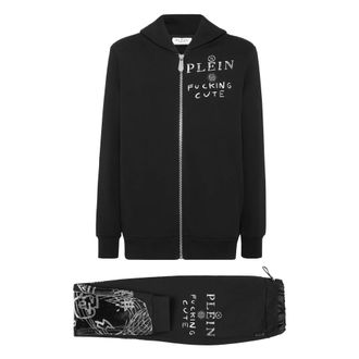 Philipp Plein Homme, Combinaisons et Ensembles, Noir, Taille: 3XL Surv&ecirc;tement de jogging : Sweat &agrave; capuche/Pantalon Ours en peluche avec cristaux