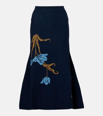 Erdem Jupe midi en jacquard &agrave; fleurs
