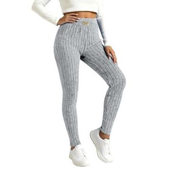 Generic Legging c&ocirc;tel&eacute; pour femme - Contr&ocirc;le du ventre - Coupe ajust&eacute;e - Pantalon extensible - Pantalon de yoga taille haute en tricot pour femme, gris, XXL