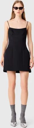 Maje Robe Courte En Satin Dos Nu - Noir - 34 - Maje