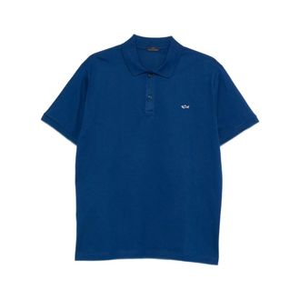 Paul & Shark Blau Kurzarm Baumwolle Klassischer Kragen - - Tops - Herren - Blau - M