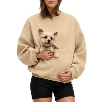 Generic Sweat à capuche avec poche kangourou pour animal de compagnie avec poche pour chat - Pull dhiver en polaire chaude et pelucheuse à manches longues - P