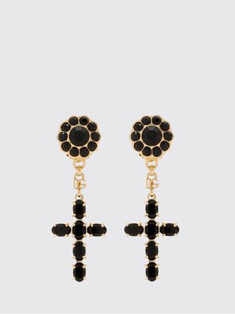 Dolce & Gabbana Boucles doreilles &agrave; clip en forme de croix avec cristaux et monogramme DG