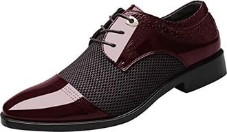 Generic Chaussures habill&eacute;es larges en cuir verni pour homme - Chaussures &eacute;l&eacute;gantes &agrave; lacets - Bout pointu - Chaussures habill&eacute;es - Mocassins dext&eacute;rieur respi