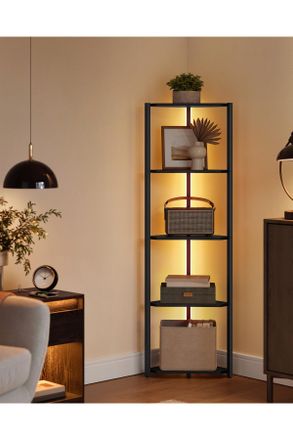 MID.YOU Mid.you Eckregal, Schwarz, Metall, Holzwerkstoff, 48x146.6x24.8 cm, Wohnzimmer, Regale, Eckregale