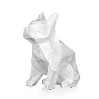 World Art TW60329 Harz-Skulptur Französische Bulldogge facettierte sitzt Moderne Harz Skulptur Statue, Harz, 39x32x20 Cm