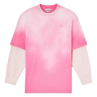 Ganni Femme, Tops, Rose, Taille: 38 FR T-shirt &agrave; Manches Longues