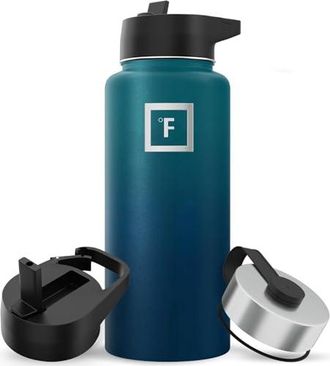 Iron Flask Gourde Isotherme avec Paille - 650/950/1200/1800 ml - Inox &Eacute;tanche Bouteille deau Isotherme &agrave; Double Paroi Sans BPA - Sport Gym Voyage Enfant