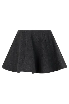 Ganni Wool-blend Flared Skirt - Gray