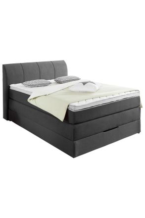 CARRYHOME Boxspringbett, Anthrazit, Textil, H2 + H3, 7-Zonen, Höhe ca. 20 cm, 140x200 cm, Topper durchgehend, Schlafzimmer, Betten