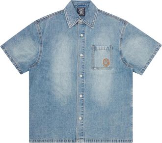 Billionaire Boys Club Homme, Chemises, Bleu, Taille: XS Chemise en Denim Astro avec Casque Brod&eacute;