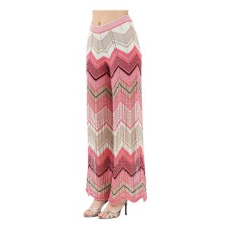 Akep Gestreifte Palazzo-Strickhose - - Trousers - Damen - Mehrfarbig - S