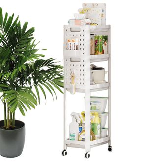 Generic Kompakter Rollwagen - 4-st&ouml;ckiger kleiner Allzweckwagen f&uuml;r die K&uuml;che - K&uuml;chengew&uuml;rz-Aufbewahrungsregal f&uuml;r Klassenzimmer Aufbewahrungsl&ouml;sungen