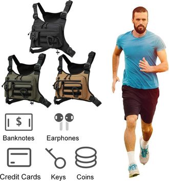 Generic Outdoor Multifunktionale Reisewesten-Brusttasche, gro&szlig;e Nylon-Jagdwestentasche (schwarz)