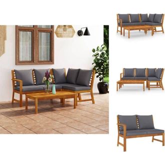 vidaXL 4-tlg. Garten-Lounge-Set mit Auflagen Massivholz Akazie - Gartensitzgarnitur - Loungem&ouml;bel - Gartenm&ouml;bel Set - Holz Lounge Set - Akasieholzm&ouml;bel