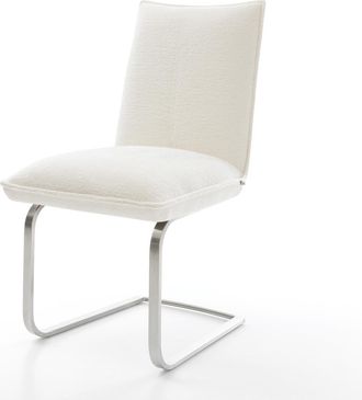 DELIFE Freischwinger Lelio-Flex Boucl&eacute; Soft Beige Freischwinger flach Edelstahl Taschenfederkern, Esszimmerst&uuml;hle