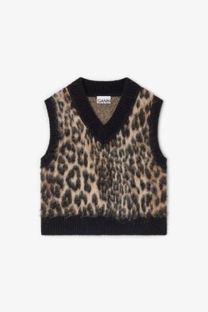 Ganni Weste mit Leopardenmuster und V-Ausschnitt gemischt