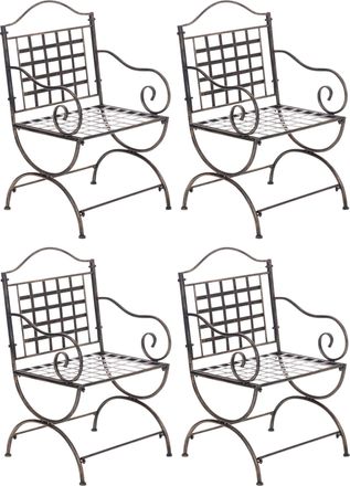 Clp 4er Set Eisenstühle Lotta Im Jugendstil I Outdoor-Stühle Mit Armlehnen I Gartenstühle, Farbe:Bronze