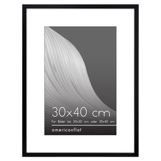 Americanflat Bilderrahmen 30x40 cm Schwarz - Bilderrahmen 20x30 cm mit Passepartout - aus Kunststoff mit bruchsicherer Scheibe