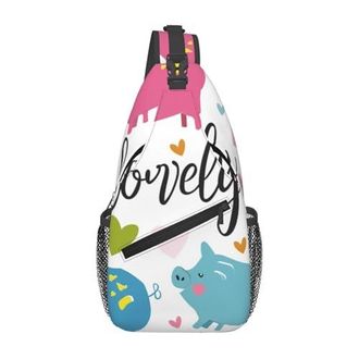 Generic Sac &agrave; dos &agrave; bandouli&egrave;re motif cochon couleur p&ecirc;che coeur sac &agrave; dos de voyage sac &agrave; dos bandouli&egrave;re pour homme sac &agrave; dos de randonn&eacute;e