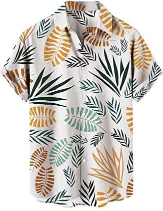 Generic Chemise hawa&iuml;enne amusante pour homme, palmier hawa&iuml;en, tropical, &eacute;t&eacute;, d&eacute;contract&eacute;, tendance, boutonn&eacute;e, manches courtes, graphique, cara&iuml;bes, plage, 