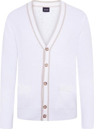 HUGO BOSS Softe Strickjacke aus einem Baumwoll-Mix mit V-Ausschnitt in