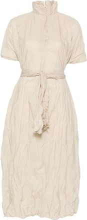 Daniela Gregis Femme, Robes, Beige, Taille: ONE Size Tie Belt Short Sleeves High Neck