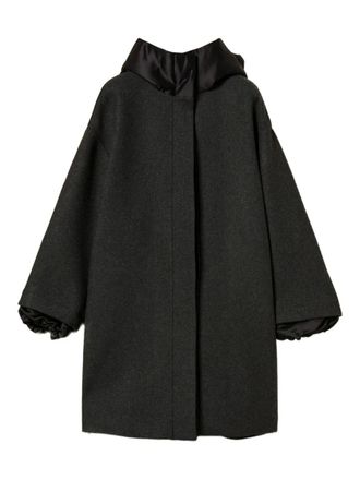 Twin-Set Einreihiger Kapuzenmantel - Schwarz