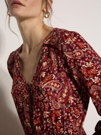 Apricot Maxikleid Paisley-Blumen-Kleid in langer L&auml;nge mit Spitzendetails