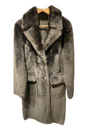 Yves Salomon Relaxed Style Grey Lamb Shearling Coat Size 38