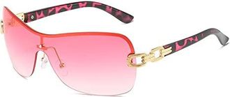 Generic Lunettes de soleil surdimensionnées incurvées pour femme sans monture, C4 Or Rose, Taille unique