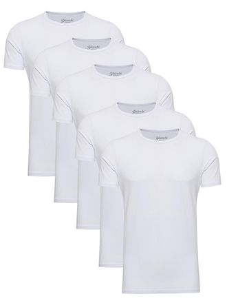 Yazubi 5er Pack Basic Baumwoll T-shirts für Männer Sport Tshirts Herren T Shirt Weiß Arbeitstshirt Mythic, (Brilliant white 114001), L
