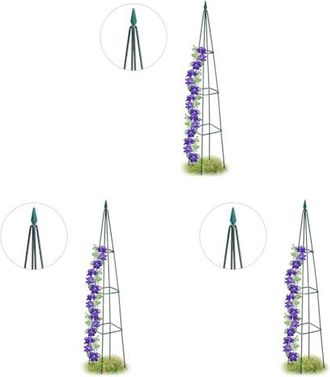 Relaxdays Rankhilfe, freistehend, Rosen, Tomaten, Wein, Garten, wetterfest, XL Rankpyramide Eisen, dunkelgrün 10026250 192 x 31 x 31 cm (Packung mit 3)
