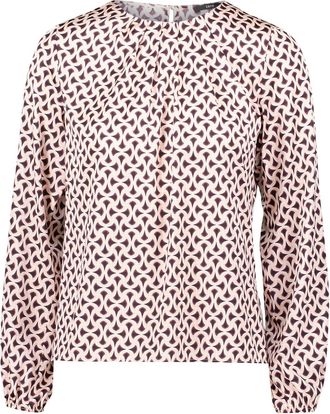 Zero Damen Satinbluse mit Druck 34, CreamBlack