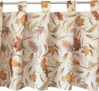 Matches 21 Scheiben-Gardinen 2er Set mit Schlaufen als blickdichter Vorhang in 50 x 150 cm - Landhaus-Stil Bistrogardinen bunte Herbst-Laub - Moderne Kurzstore K