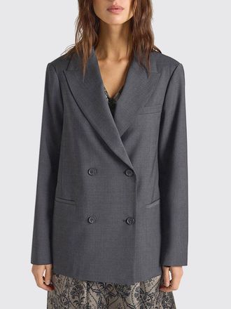 Momoni Blazer crois&eacute; coupe d&eacute;contract&eacute;e en m&eacute;lange de laine &agrave; revers en pointe