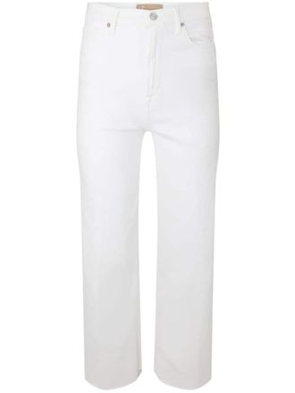 7 For All Mankind Jo Cropped-Jeans mit hohem Bund - Wei&szlig;