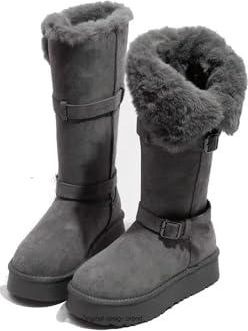 Generic NYSBH Bottes de neige longues avec semelle &eacute;paisse et doublure polaire, gris, 38.5 EU