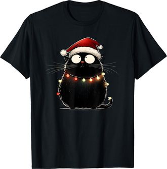 Nastrovje Potsdam Weihnachtsbaum, Christmas, Katze, Weihnachten, Geschenke T-Shirt, Unisex Erwachsene, Schwarz, S, Cartoon, Kurzarm, T-Shirt