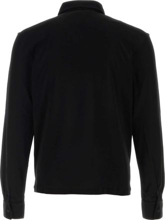 The Row Mens Black Knit Reyes Polo Shirt Exterior: Wool Silk T-Shirt T-shirts And Polos