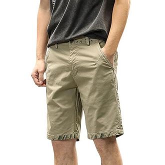 Generic Pantalon cargo pour homme, short de jogging en serg&eacute; avec devant plat, gr&egrave;s, taille 42, kaki, 50