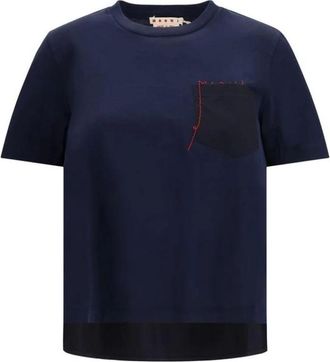 Marni Femme, Tops, Bleu, Taille: 36 FR T-shirt en coton avec imprim&eacute; graphique