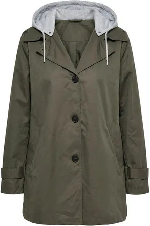 Ulla Popken Trenchcoat Trenchcoat Jersey-Kapuze A-Linie Streifenfutter