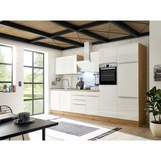Respekta Küche Küchenzeile Küchenblock Marleen Premium 340 cm Weiß Artisan Eiche Respekta