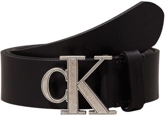 Calvin Klein Herren G&uuml;rtel Monogram Hardware 3,5 cm Lederg&uuml;rtel, Schwarz (Black), 115 cm