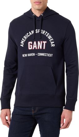 GANT Herren Printed Graphic Hoodie Kapuzenpullover, Evening Blue, M