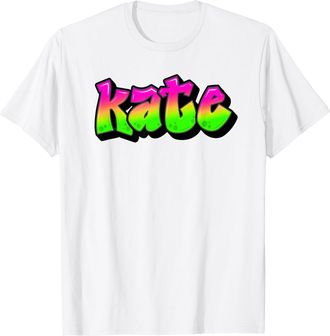 BDAZ Kate Graffiti Personalisierter Name Gr&uuml;n Rosa Frauen M&auml;dchen T-Shirt