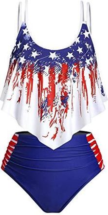 Generic Maillot De Bain 2 Pieces- Ensemble Bikini Deux Pi&egrave;Ces pour Imprim&eacute; Drapeau Soutien-Gorge Et Maillot De Bain V&ecirc;Tements De Plage