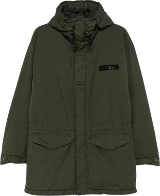 Aspesi Boom Winter Hooded Logo-patch Coat